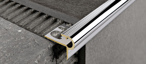 Prostyle - knurled, rounded step nosing natural, polished and chromed ...
